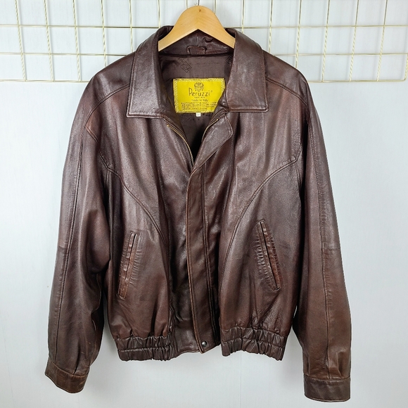 Peruzzi | Jackets & Coats | Peruzzi Handmade In Italy Brown Genuine ...